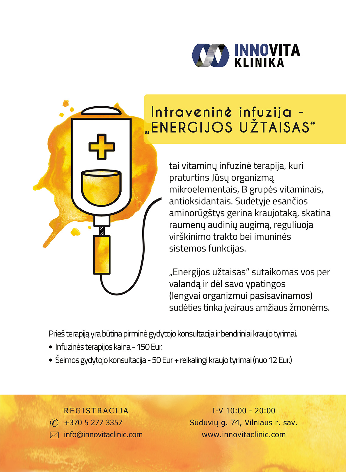 Intraveninė infuzija - Energijos užtaisas - Innovita Clinic